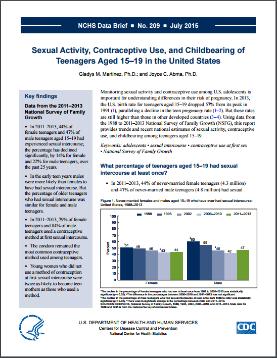 Sexual Activity, Contraceptive Use, and Childbearing of Teenagers Aged ...