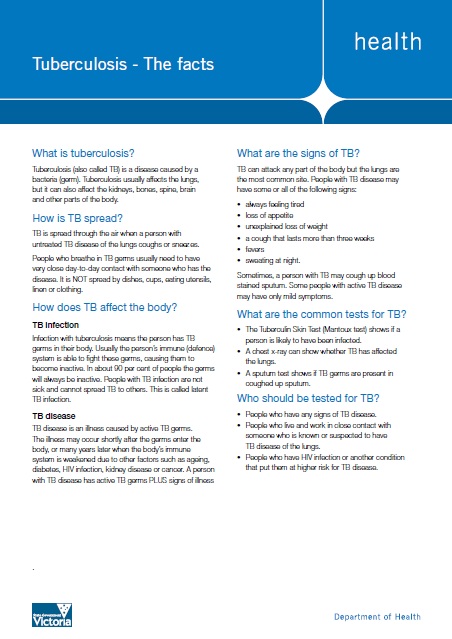 Tuberculosis: The Facts | National Prevention Information Network ...