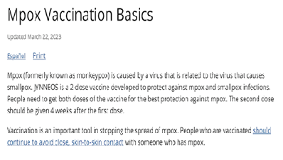 Mpox Vaccination Basics | National Prevention Information Network | Connecting public health ...