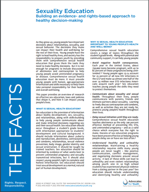 Sexuality Education Building An Evidence And Rights Based Approach